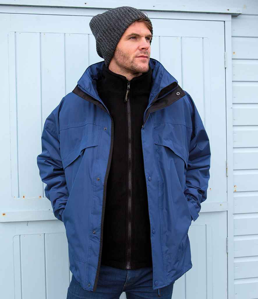 Result 3-in-1 Waterproof Zip and Clip Fleece Lined Jacket | Royal Blue ...